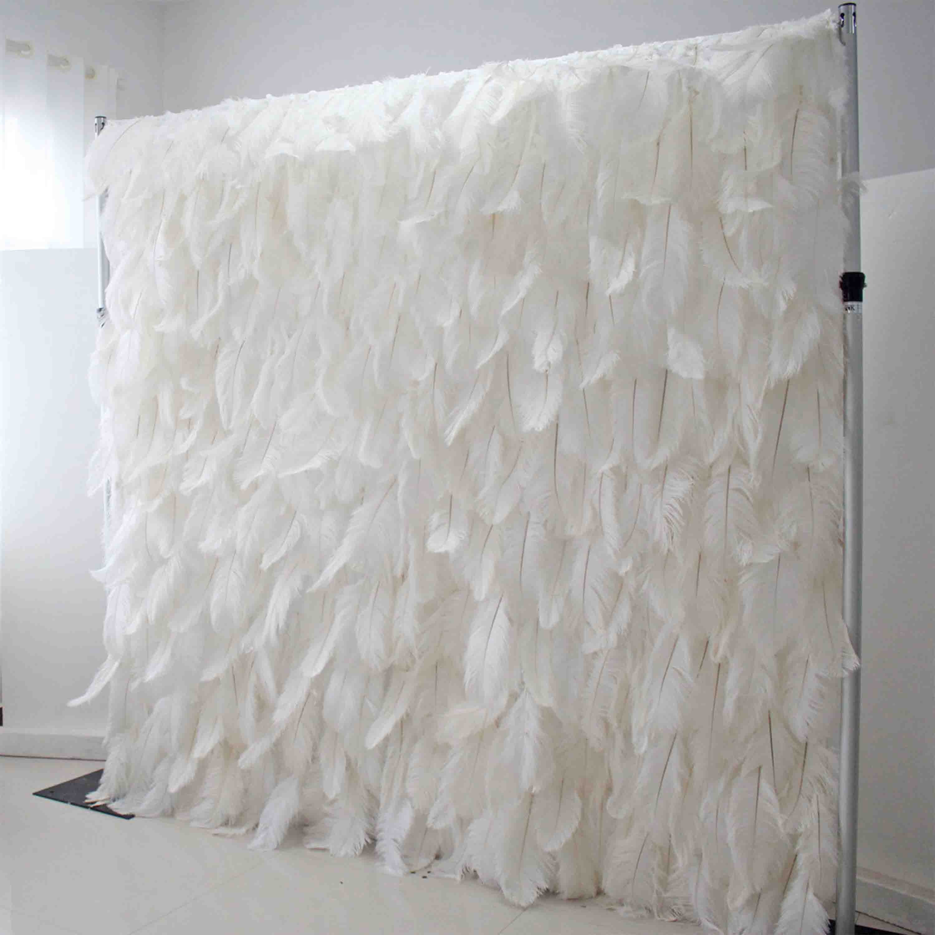 Curtain White Feather Wall Backdrop Roll up Fabric Wall Cloth Beautiful ...