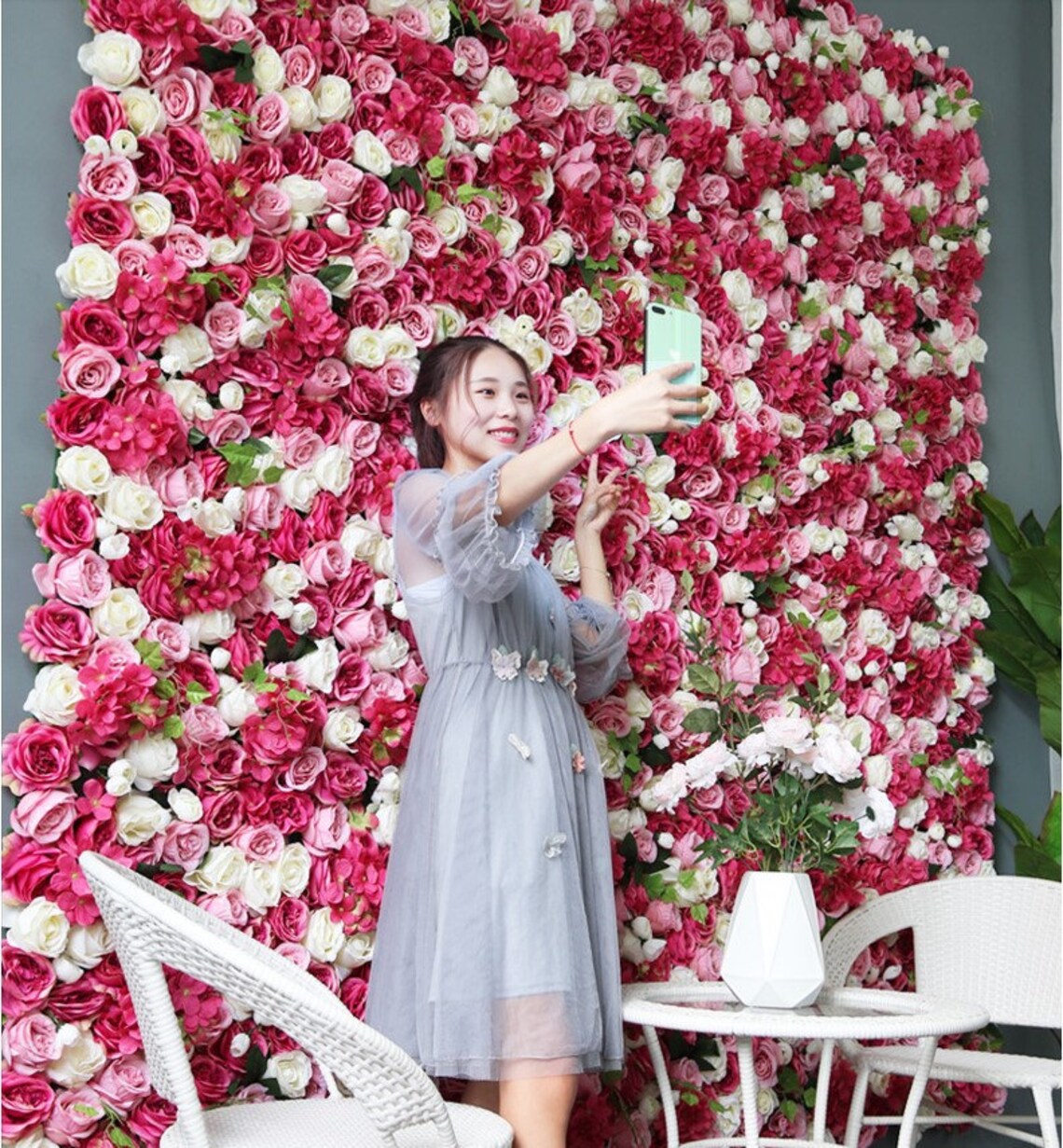 White&pink Rose Flower Wall Backdrop 3D Artificial Flower - Etsy