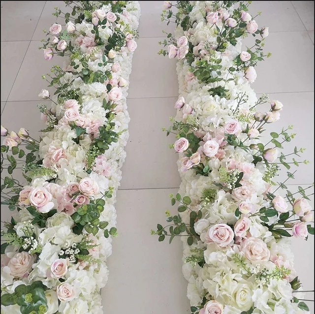 Ivory Rose Wedding Centerpiece Table Runner,white Gypsophila Baby ...