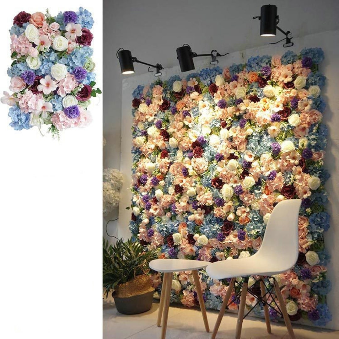 Silk Floral Wall Panle 3-D Artificial Hydrangea Flowers Wall Wedding ...