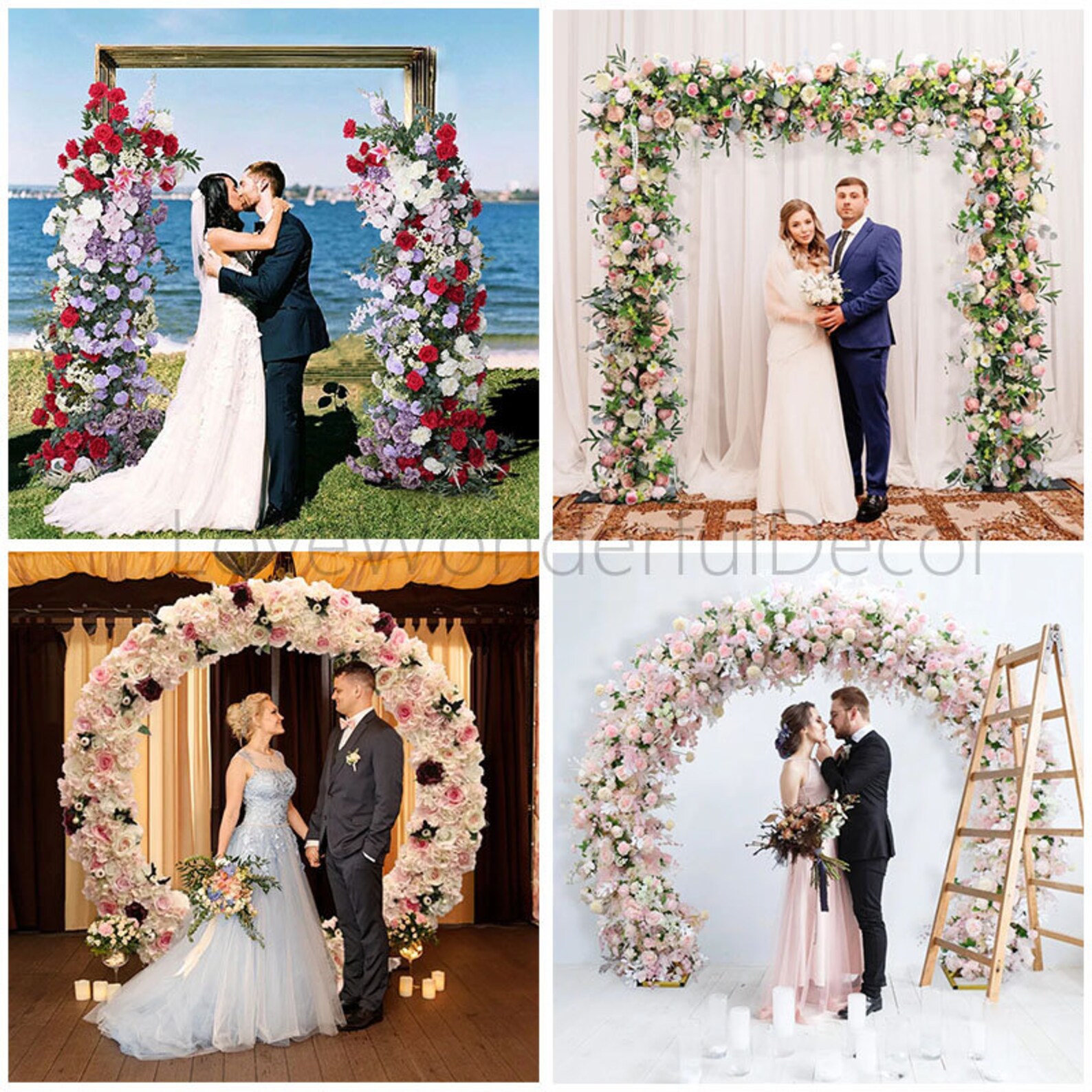 Red Rose Horn Arch Decor Floral Arrangement 5D Moon Shape - Etsy