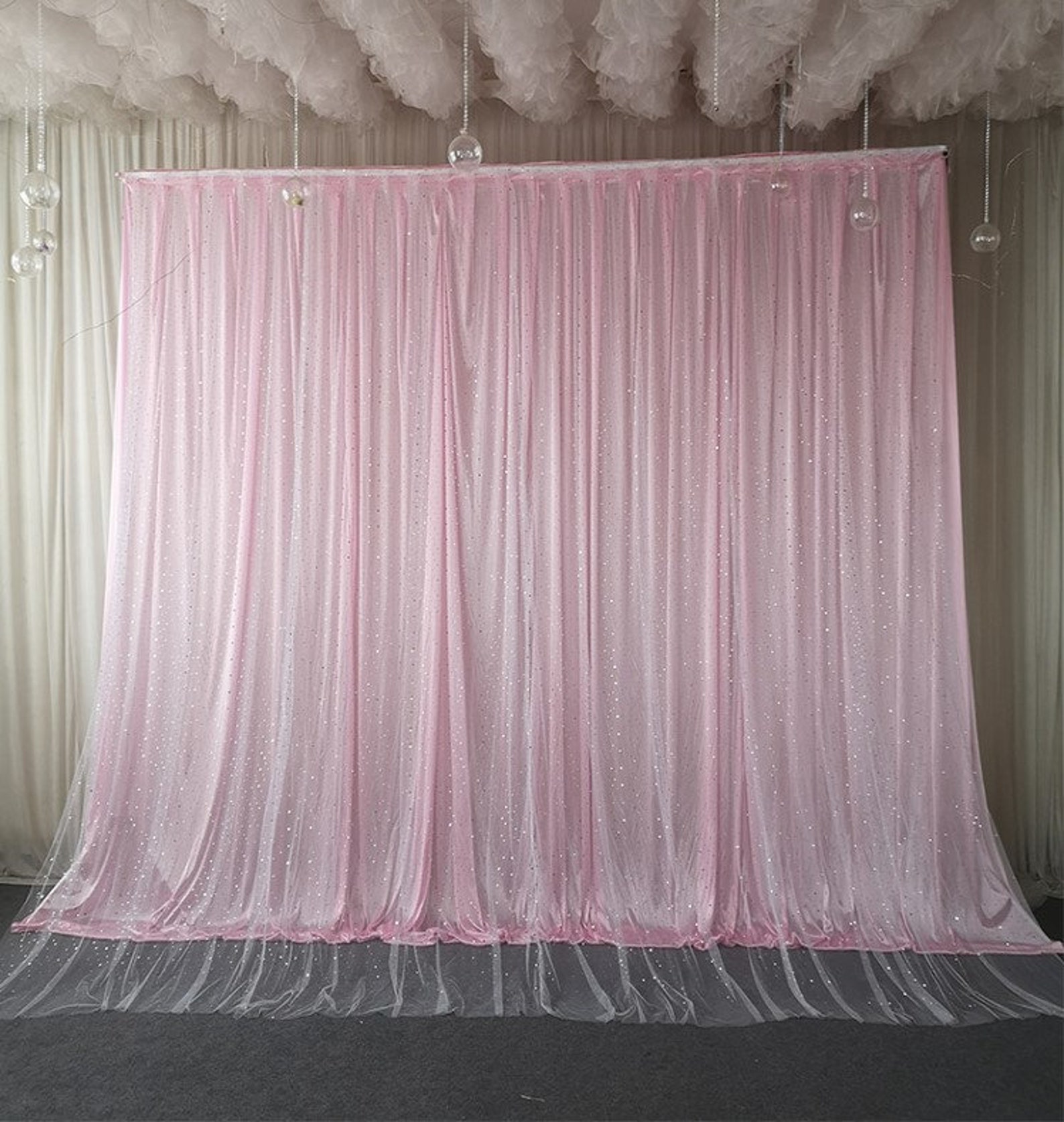 Custom Any Size Champagne Backdrop,moon&star Tulle Backdrop Curtain ...