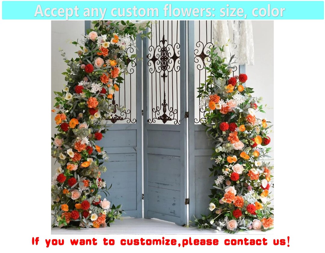 Orange Bougundy Rose Horn Arch Decor 5D Moon Flower Row - Etsy