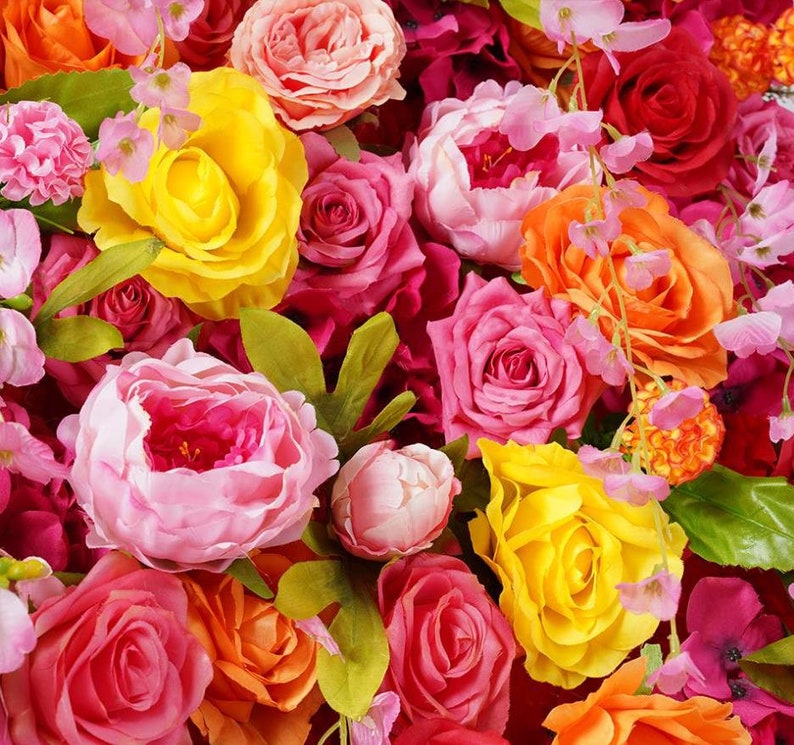 Custom 5D Roll up Cloth Curtain Flower Wall Fuchsia Pink Orange Red ...