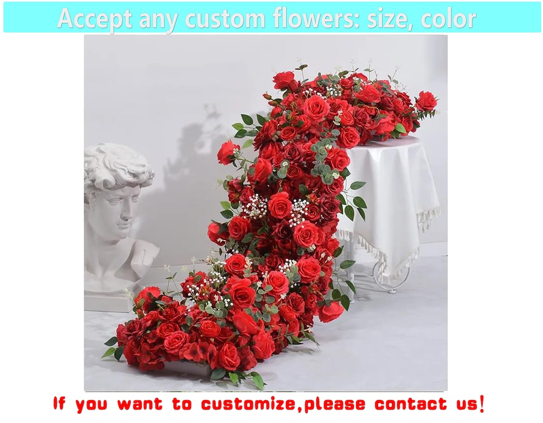 Red Rose Wedding Centerpiece Table Runner,babysbreath Flower Table ...