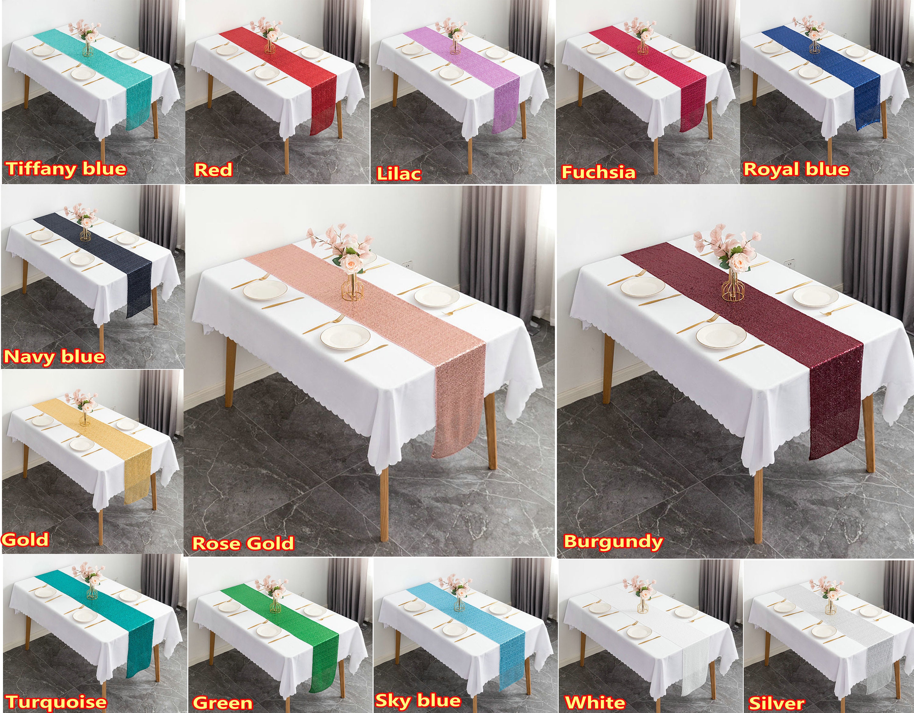 White Sequin Table Runners,white Glitter Table Runner Party Supplies ...