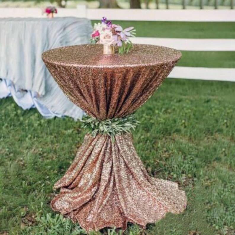 Glitter Round Sequin Round Table Cloth Cover Overlays Rose Gold Sequin ...