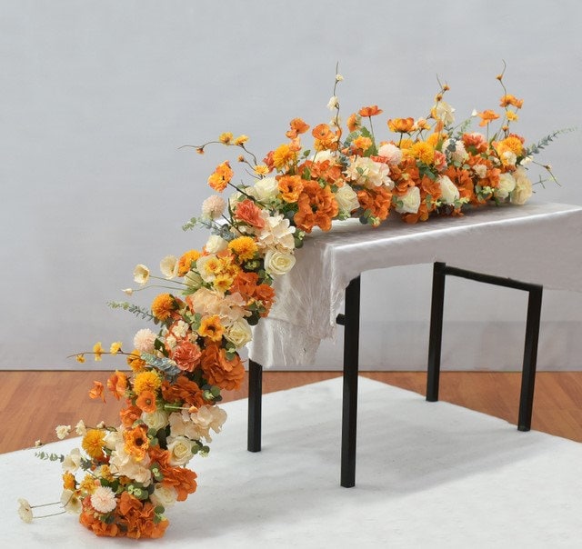 Champagne Rose Flower Table Runners,orange Floral Archway Row,flower ...