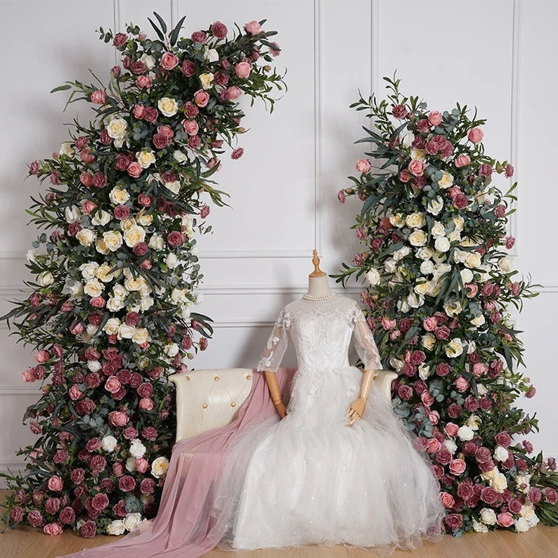 Red Rose Horn Arch Decor Floral Arrangement 5D Moon Shape - Etsy