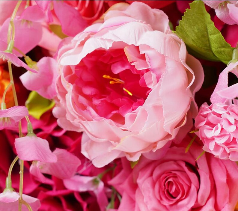 Custom 5D Roll up Cloth Curtain Flower Wall Fuchsia Pink Orange Red ...