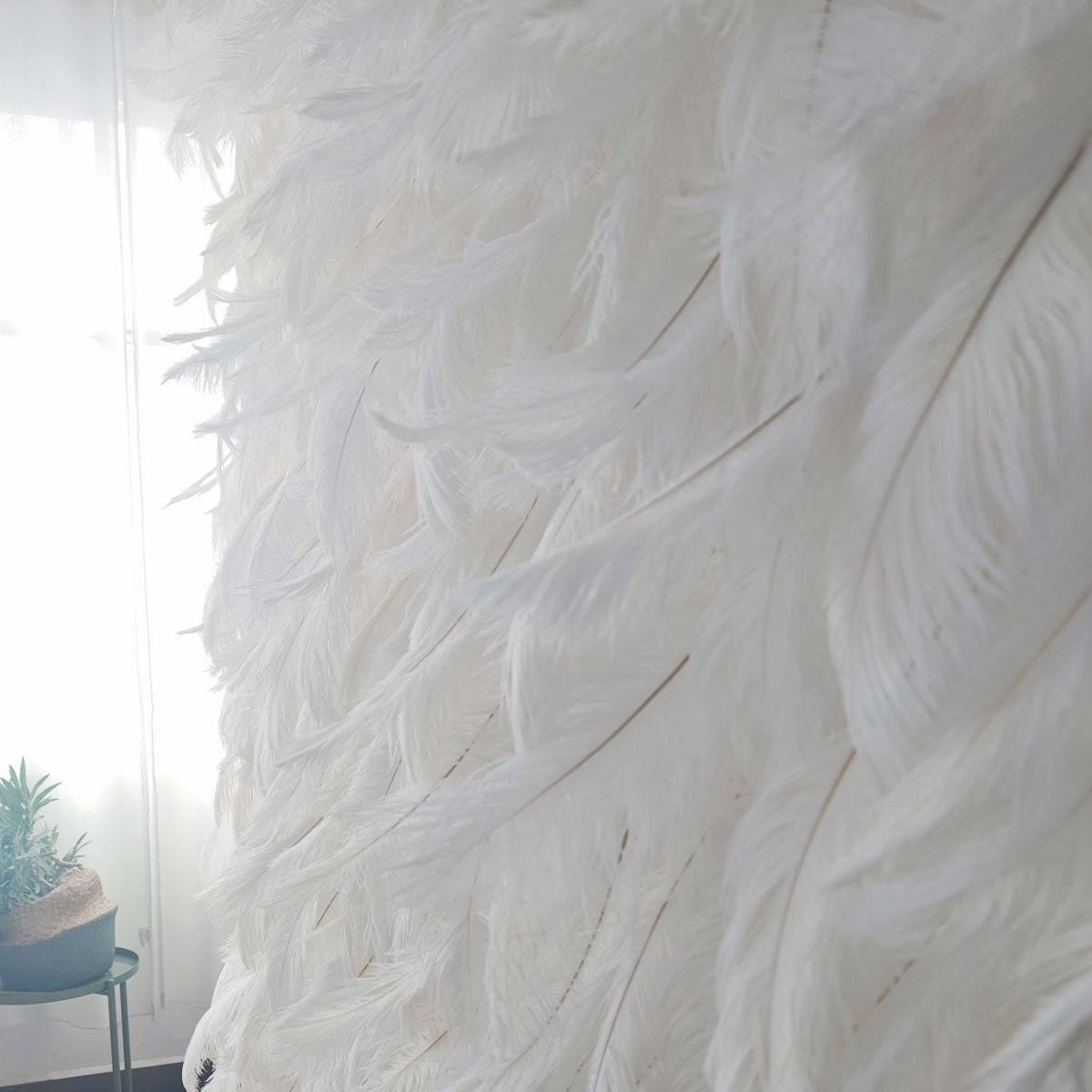 Curtain White Feather Wall Backdrop Roll up Fabric Wall Cloth Beautiful ...