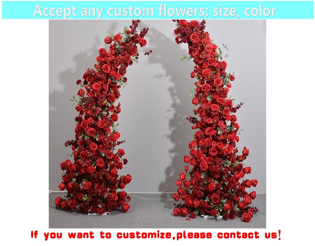Red Rose Horn Arch Decor Floral Arrangement 5D Moon Shape - Etsy