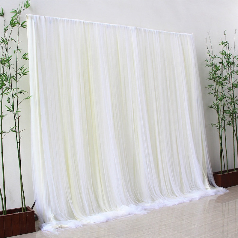 White Tulle Chiffon Backdrop Curtain,wedding Arrangement Birthday Party ...