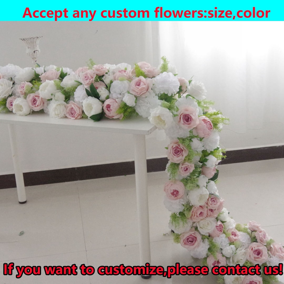 White Pink Peony Wedding Flower Table Runners,floral Arch Row,flower ...
