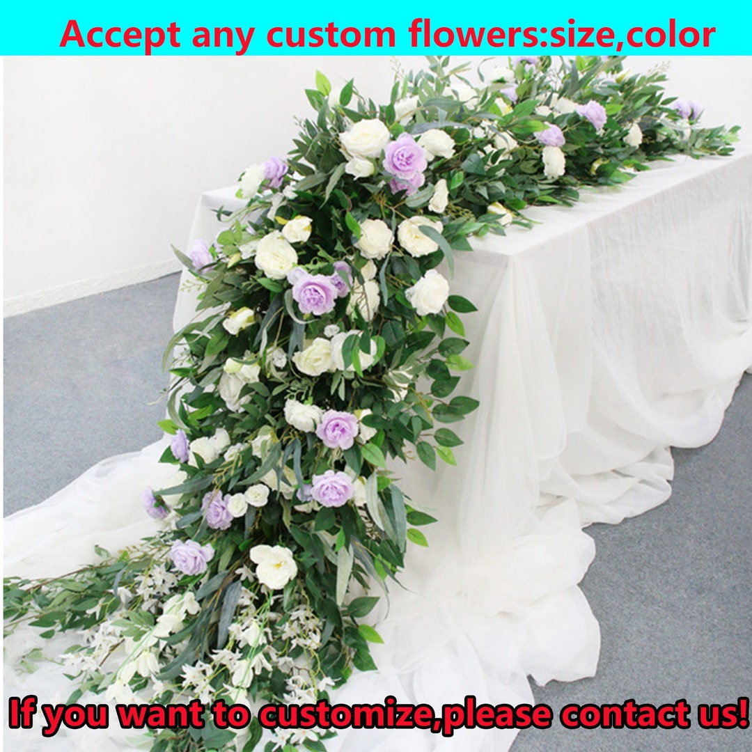 Lavender White Flower Runner,wedding Arch Floral Row,table Runner ...