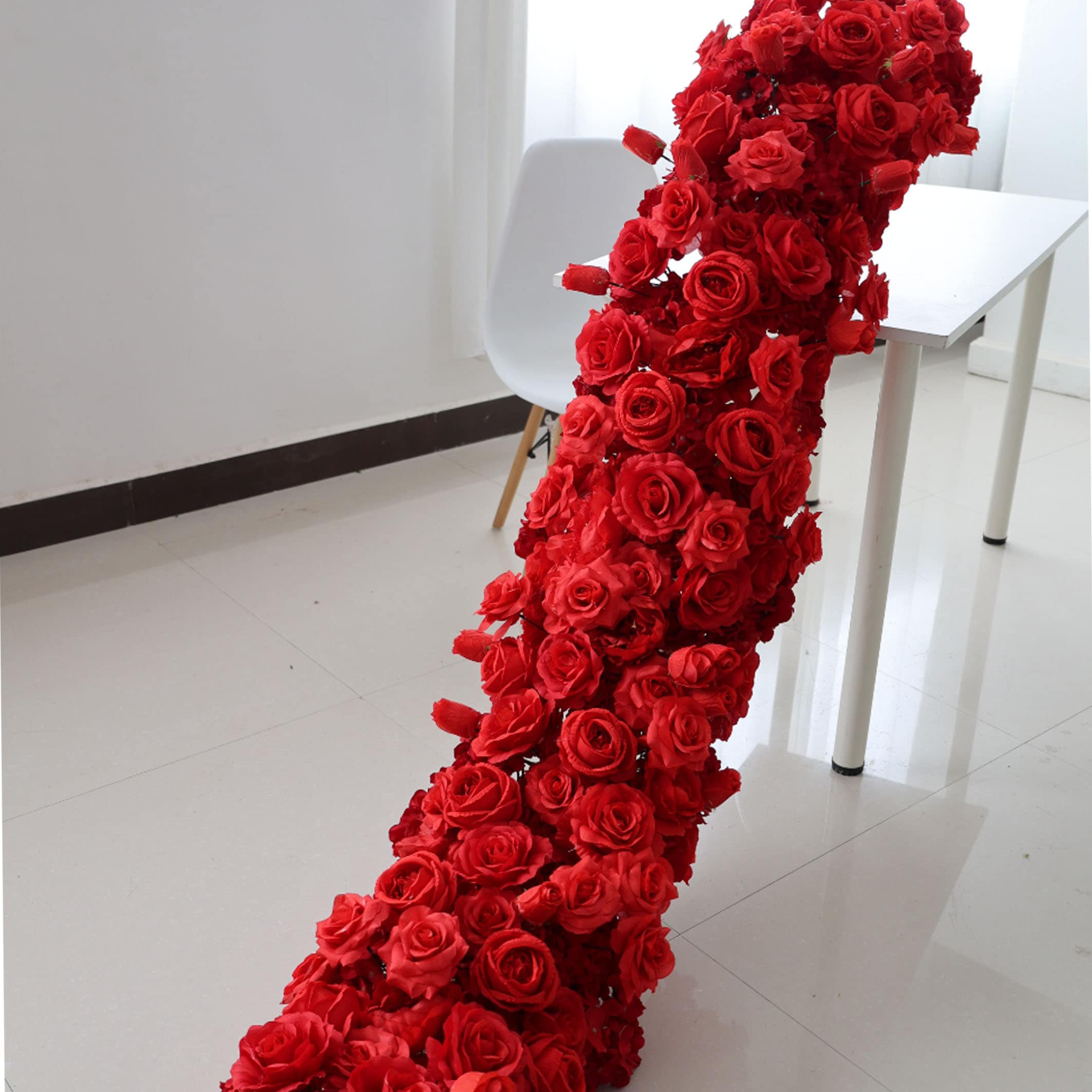 Red Flower Runner,romantic Wedding Arch Floral Row,table Runner,flower ...