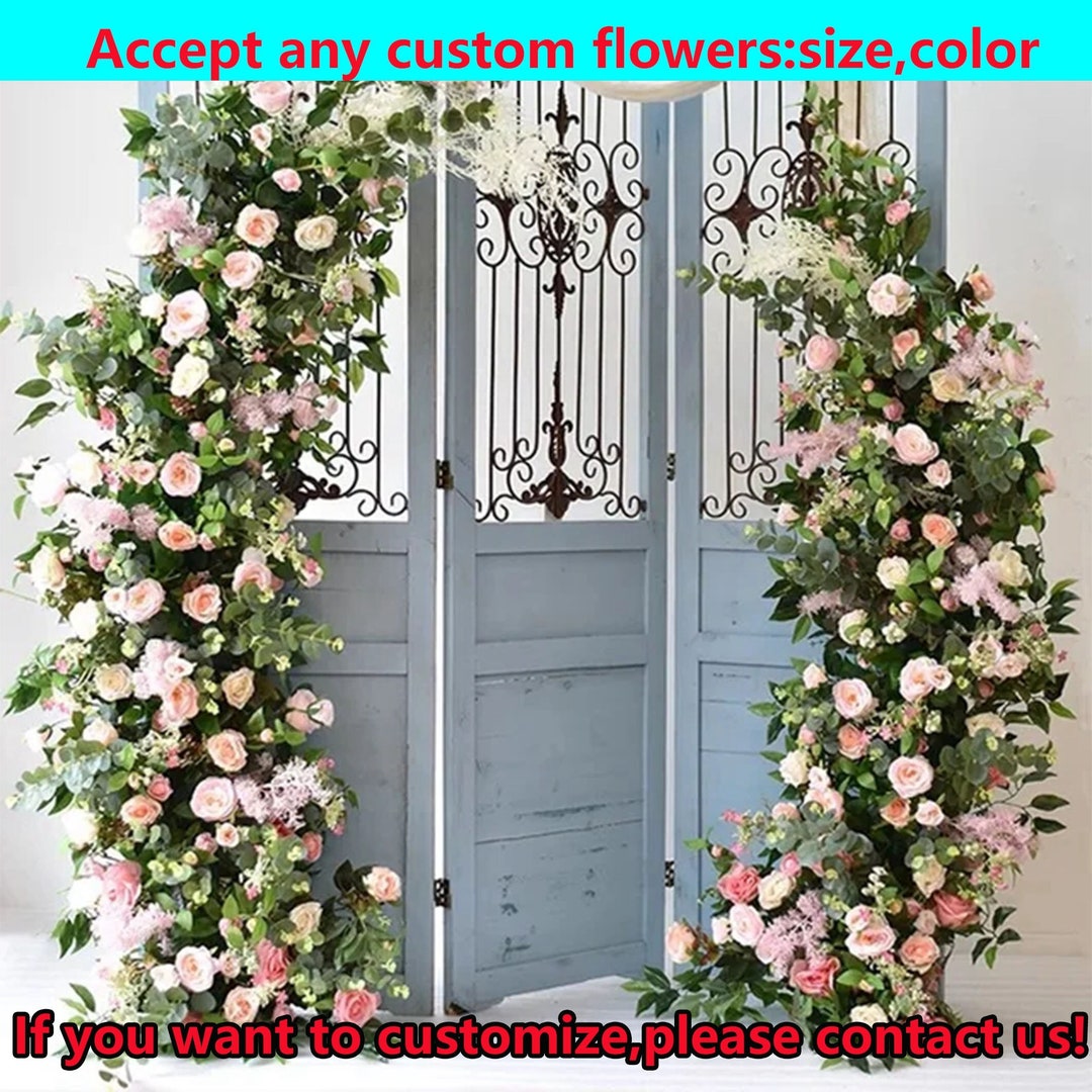 Customized Dusty Pink Blush Rose Horn Arch Decor Moon Flower Row ...