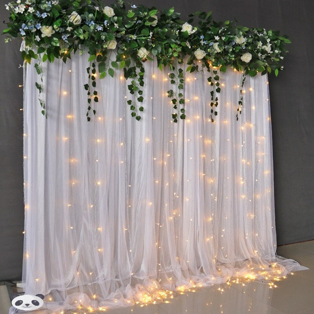White Tulle Chiffon Backdrop Curtain,wedding Arrangement Birthday Party ...