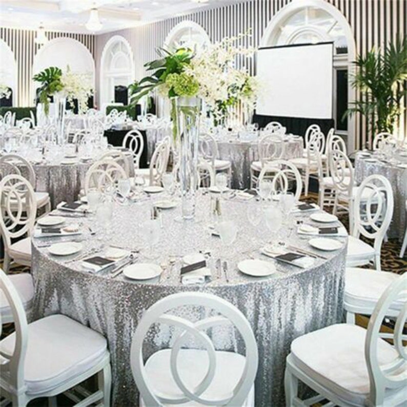 Glitter Round Sequin Round Table Cloth Cover Overlays Rose Gold Sequin ...