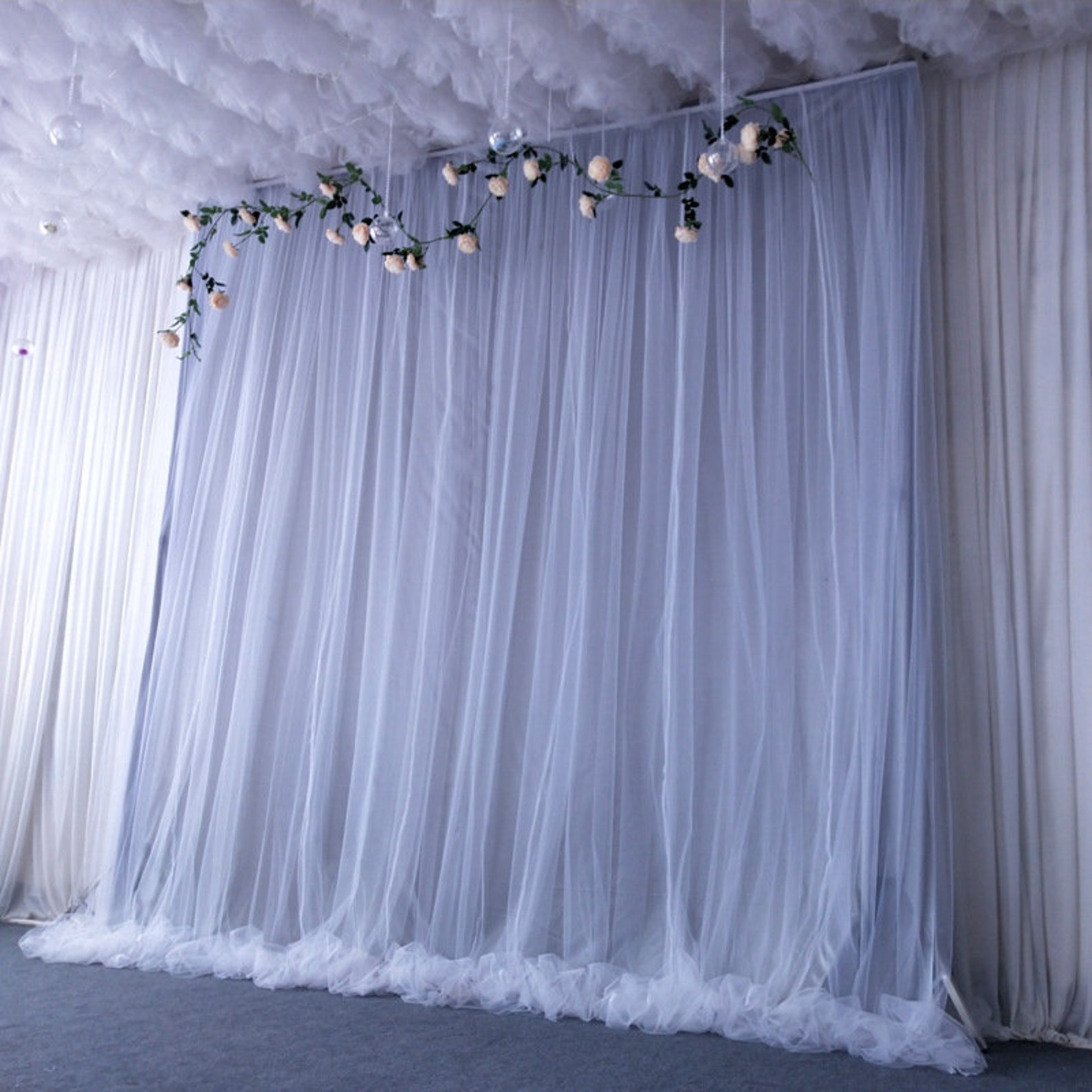 White Tulle Backdrops Curtainwedding Arrangement Birthday - Etsy