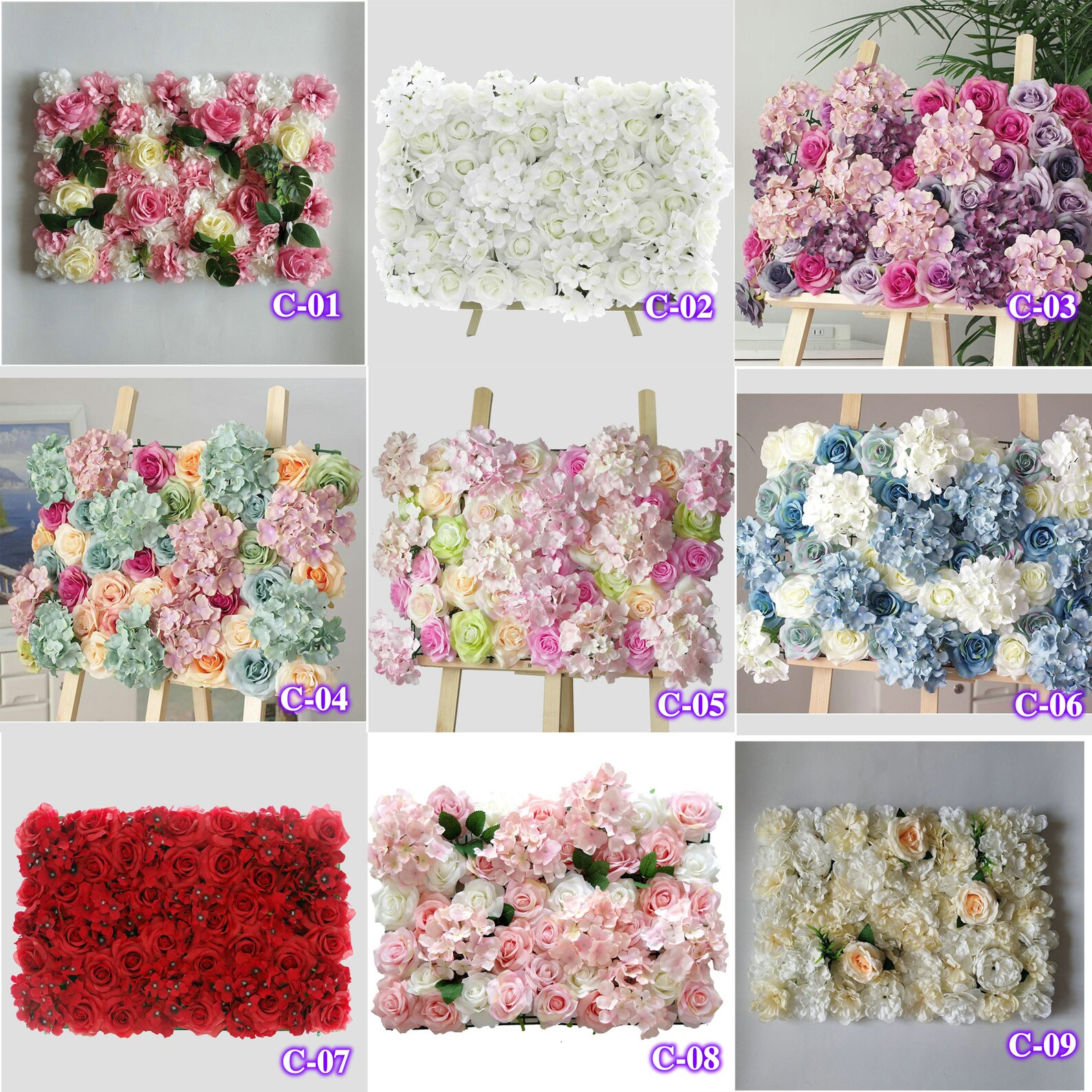 Rose Flower Backdrop Wedding Decor Romantic 3D Artificial Flower Wall ...