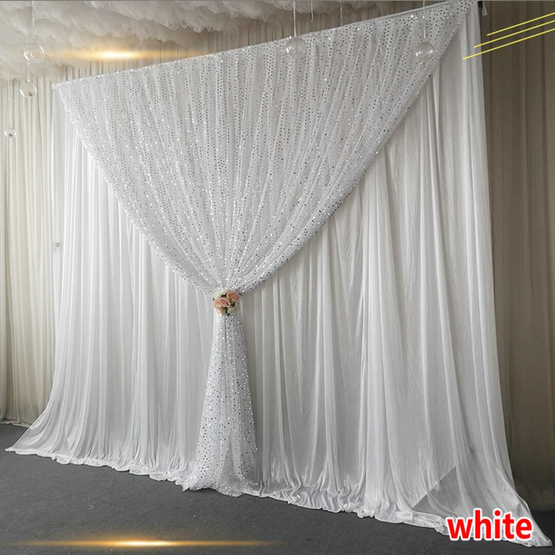 New Silver Glitter Tulle Chiffon Backdrop Curtain,customize Any Size ...