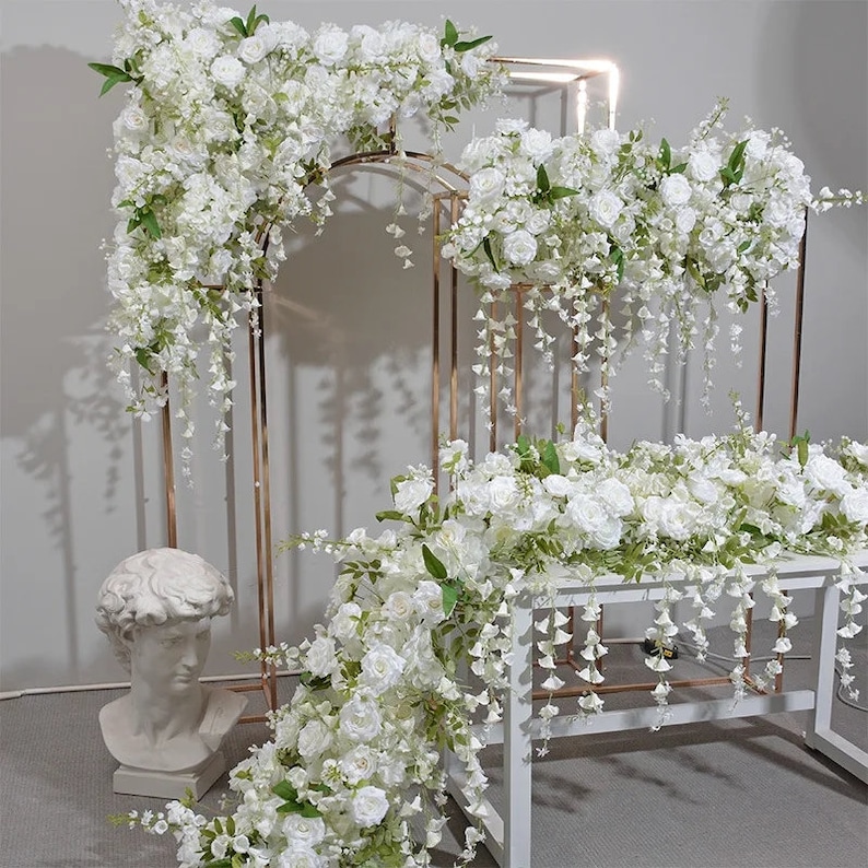 Ivory Flower Runner,wedding Arch Flower,artificial Flower Row,flower ...
