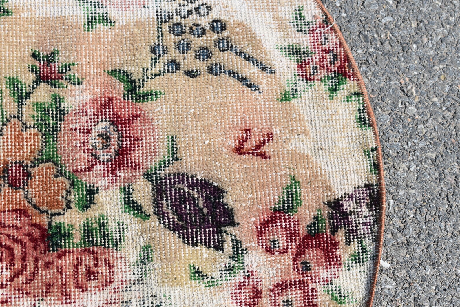 Turkish Rug Vintage Rug Round Floral Rug Boho Rug Wool - Etsy