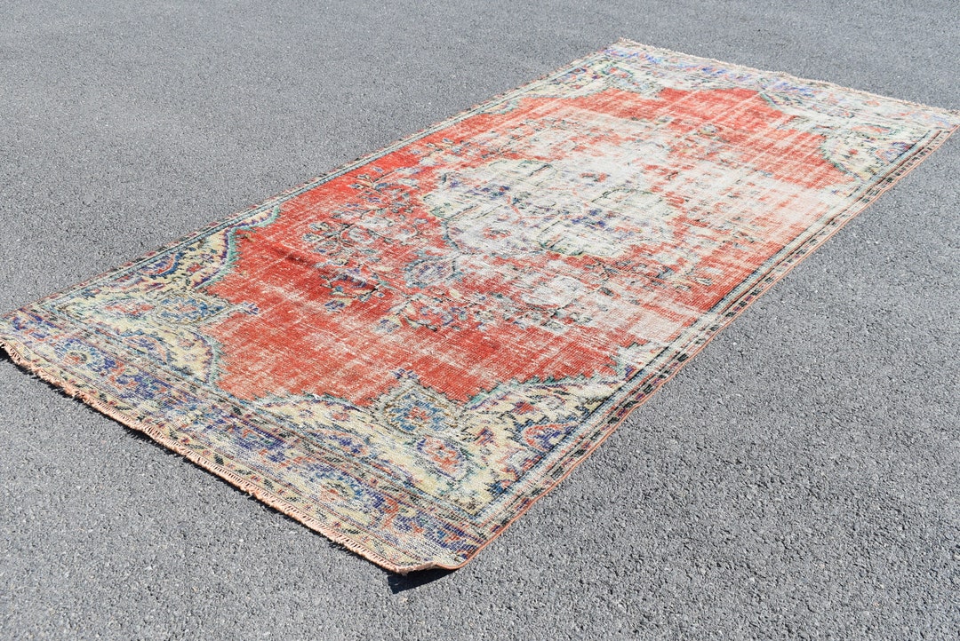 Turkish Red Runner Rug, Handmade Wool Rug, Vintage Oriental Rug ...