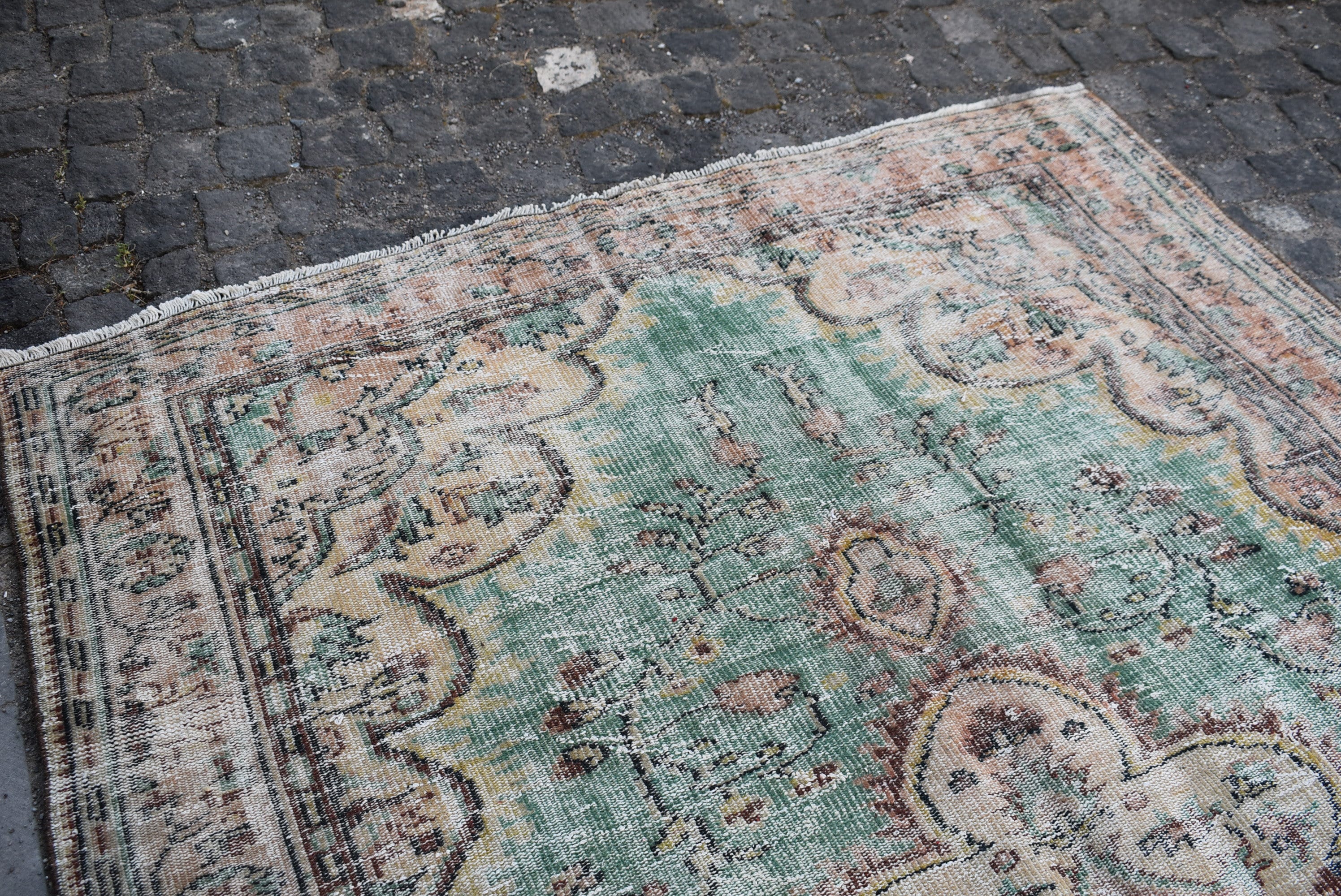 Vintage handmade rug Green large rug Turkish area rug Home | Etsy