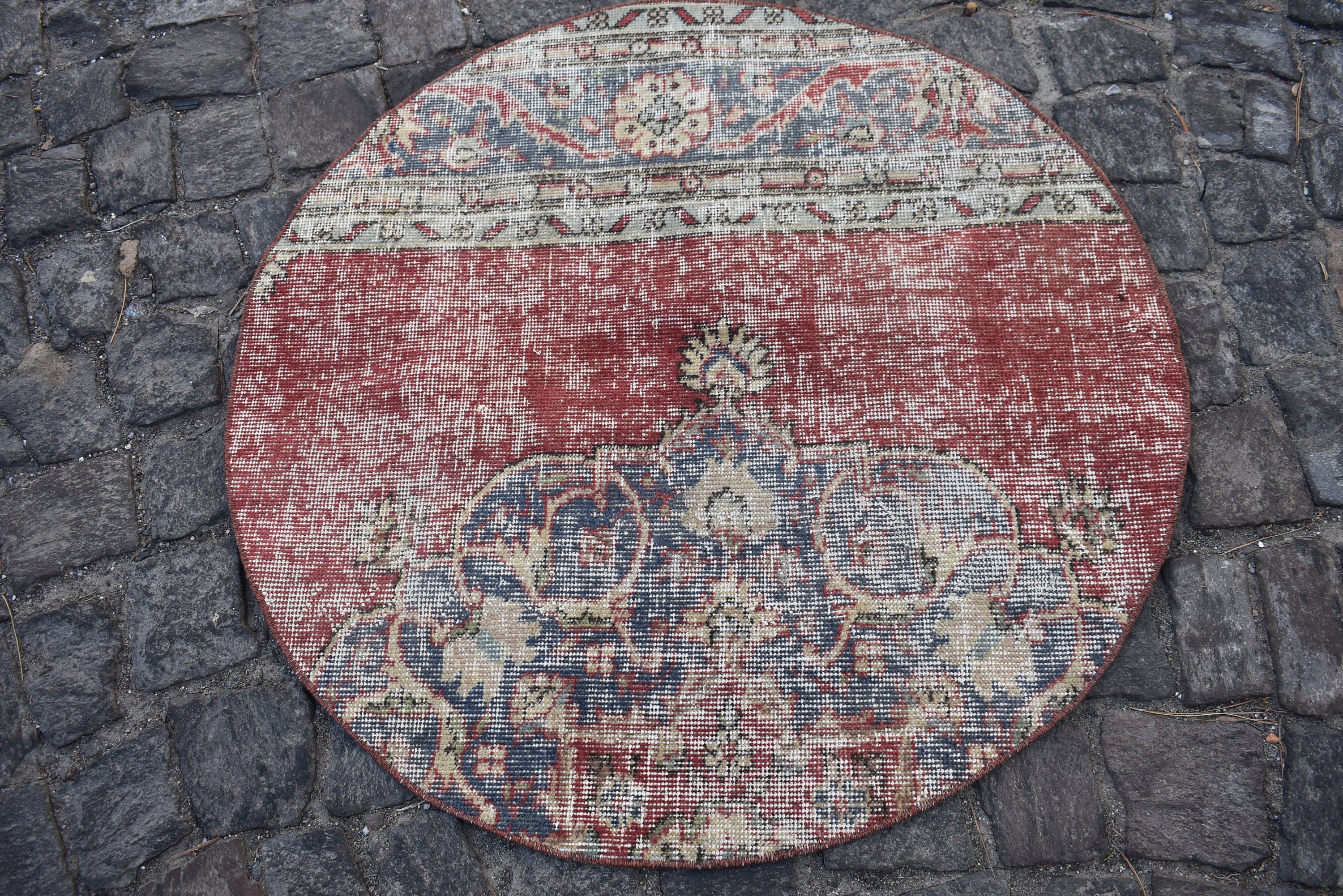 Vintage Rug Turkish Round Rug Handmade Rug Boho Decor | Etsy