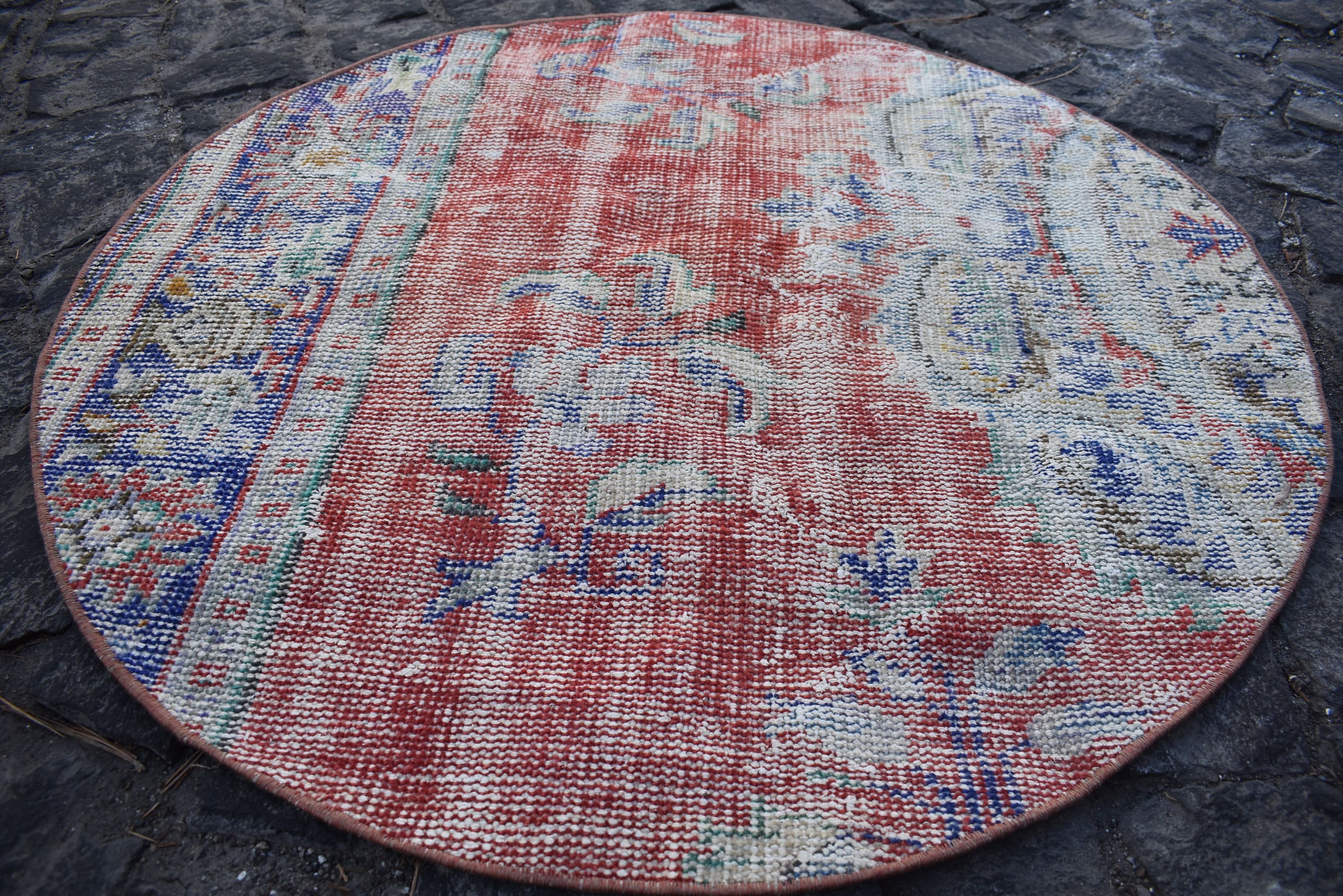 Entryway rug Round rug House decor Vintage circle rug | Etsy