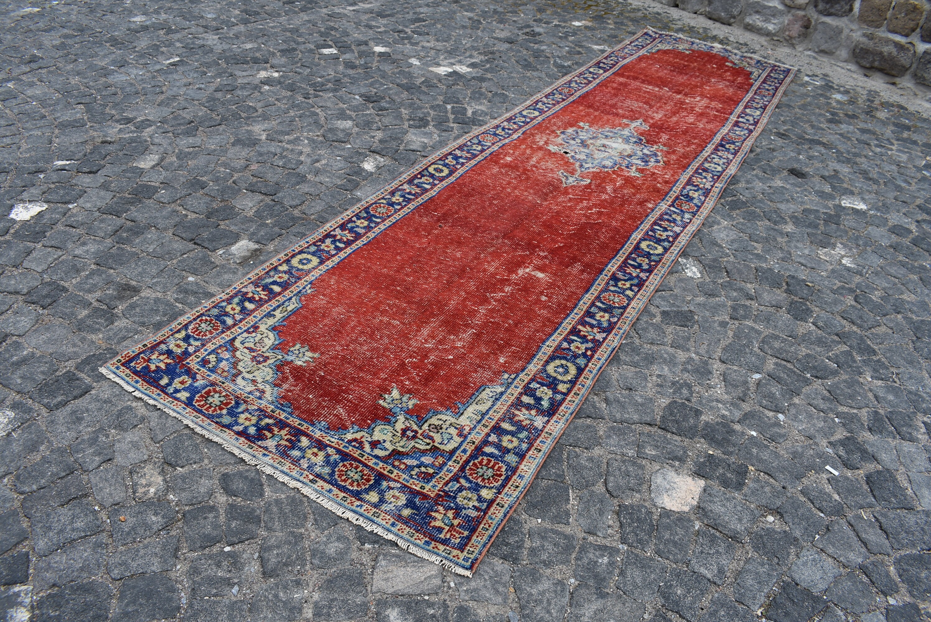 Turkish red runner rug Handmade wool rug Vintage oriental | Etsy