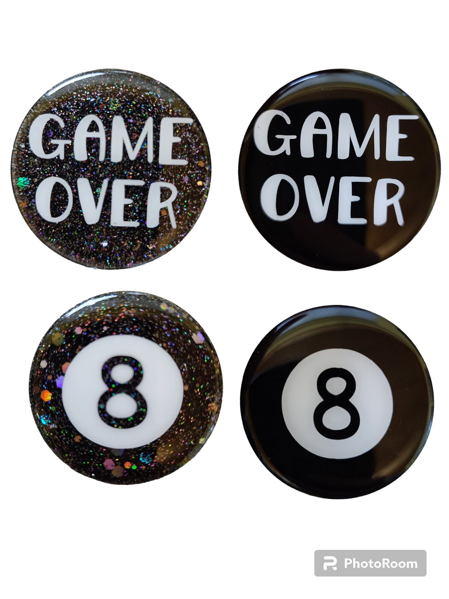 Pool / Billiards Pocket Marker, 2 Inch, Game Over / 8-ball, Solid Black ...