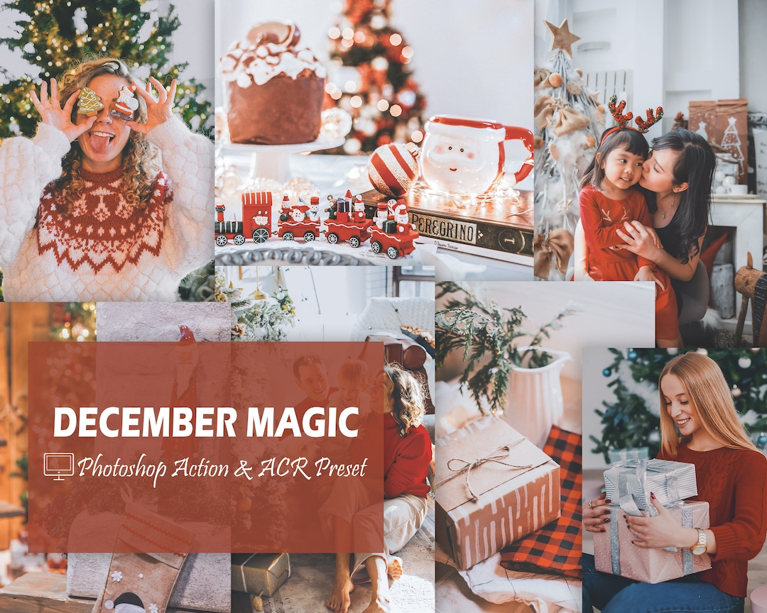 12 December Magic Photoshop Actions and ACR Presets, Holiday Blogger Ps ...