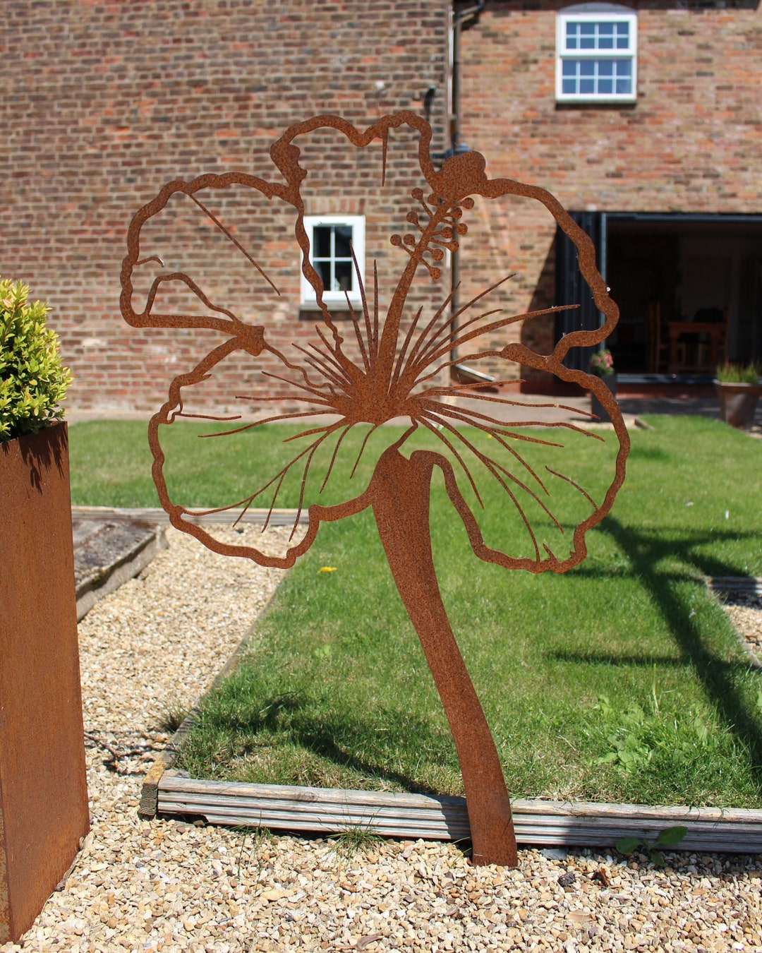 Large Metal Garden Poppy Flower, Garden Sculpture, Garden Decoration ...
