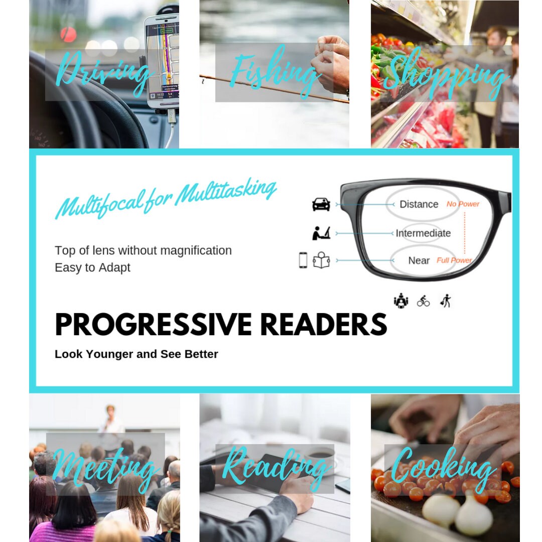 Proeyes Lynx, Blue Blocker Progressive Reading Glasses, 0 Strength on ...