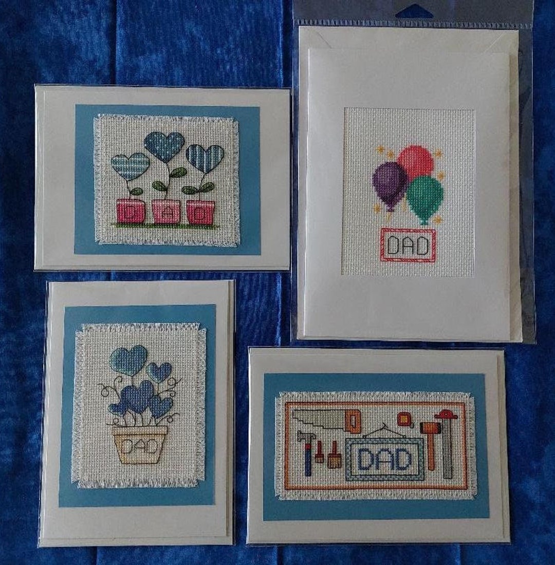 DAD Collection Cards , Finished, Cross Stitched Blank Cards, Sold ...