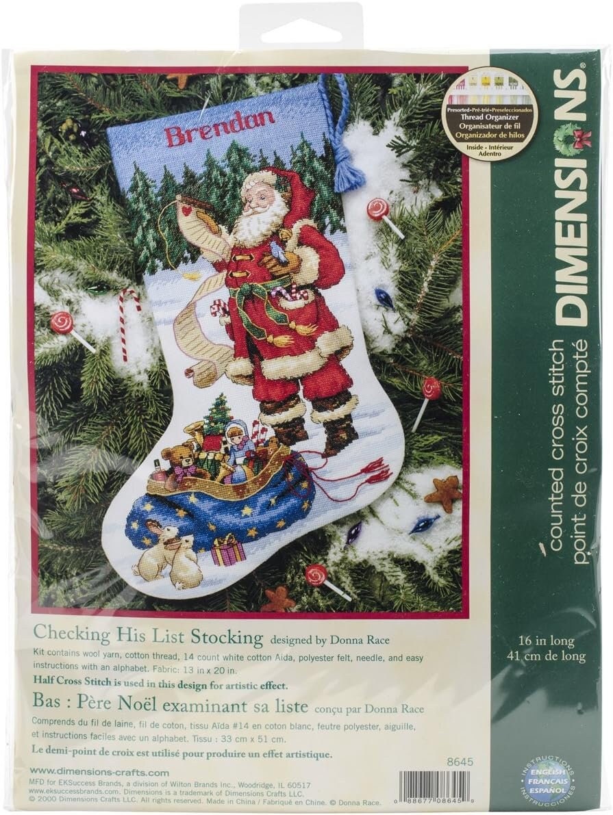 DIY Checking His List - Dimensions Cross Stitch Kit - Etsy