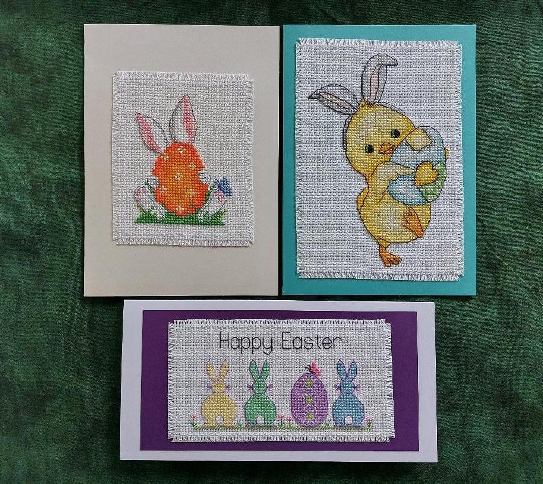 Spring Collection Cards , Finished, Cross Stitched Blank Cards, Sold ...
