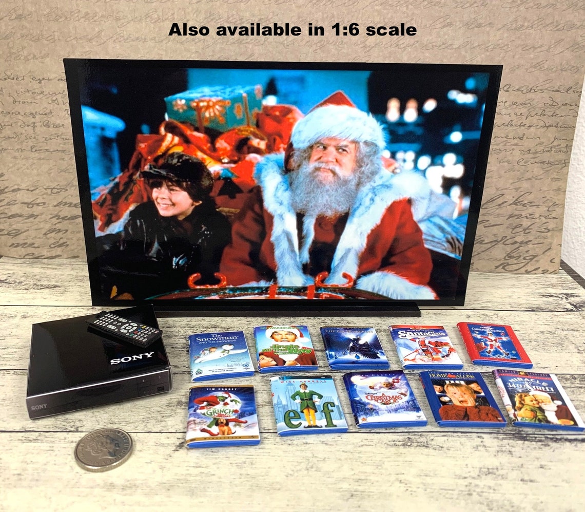 Miniature Christmas TV & DVD Set Doll House Furniture - Etsy UK