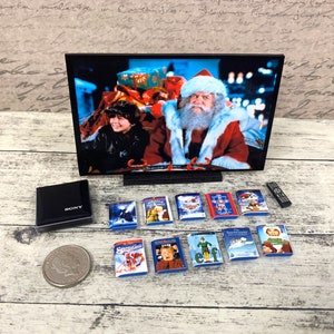 Miniature Christmas TV & DVD Set Doll House Furniture | Etsy