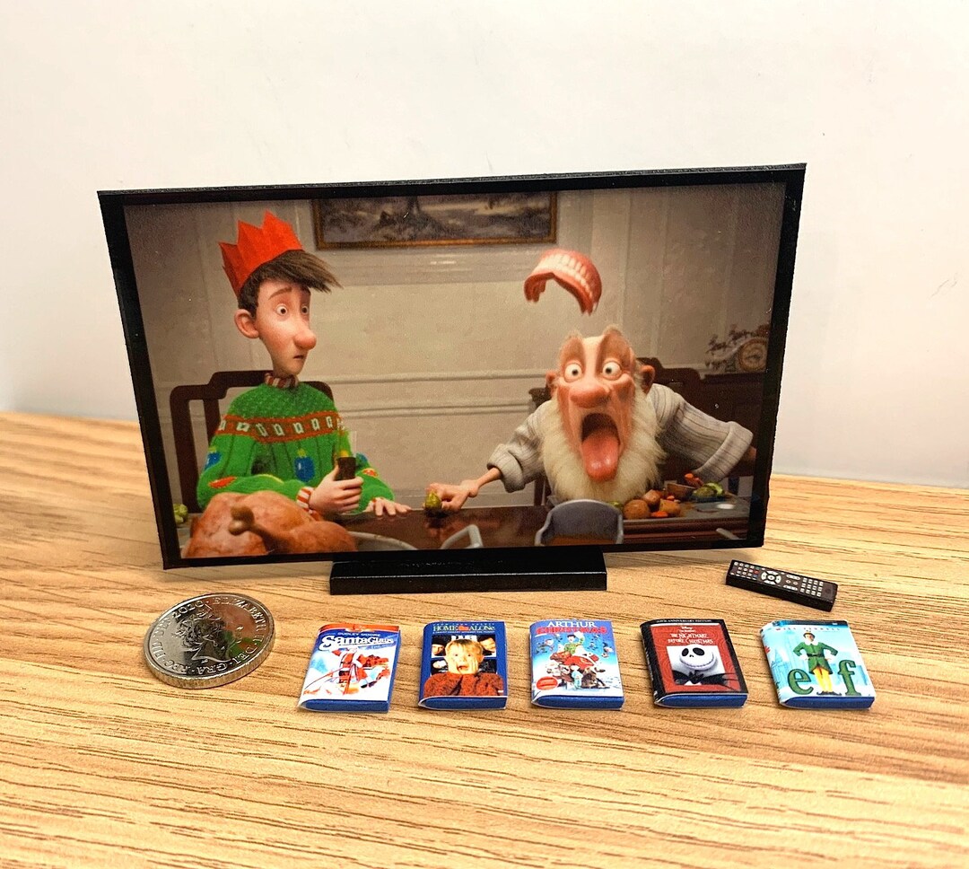 Dolls House Miniatures Christmas TV Dvd's 1/12 Scale or 1/6 Scale Dolls ...