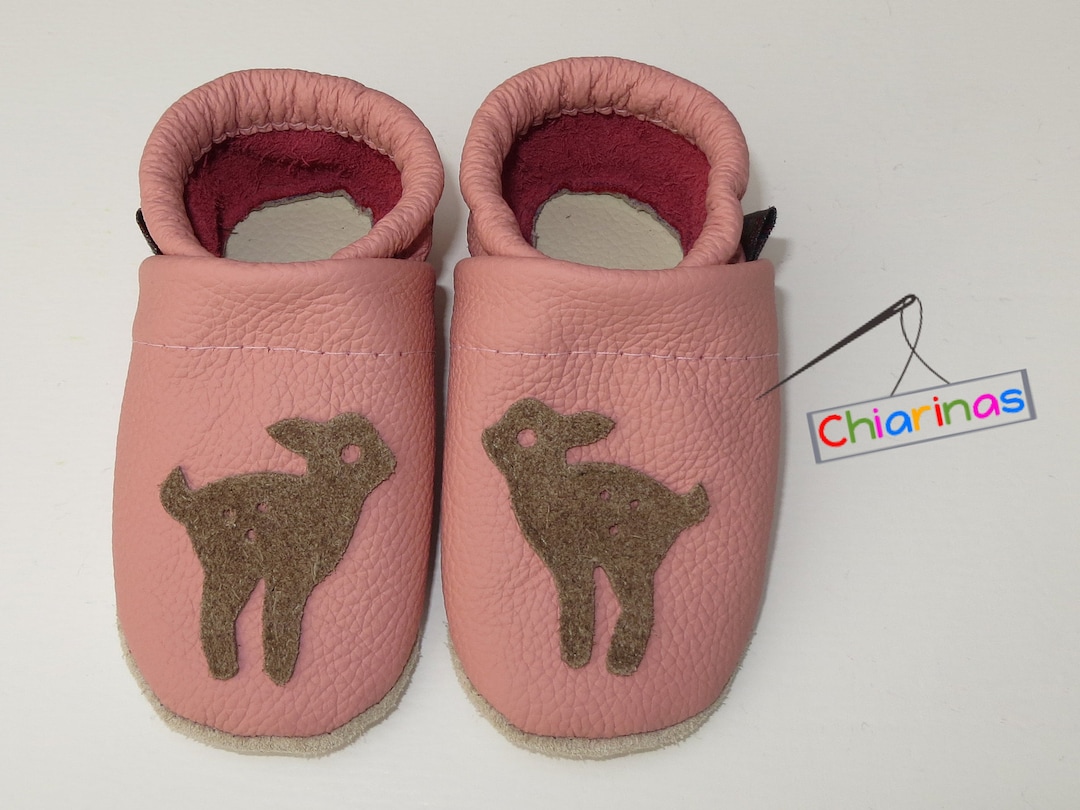 Leather Slippers Fawn Bambi Crawling Slippers First Walker Shoes ...