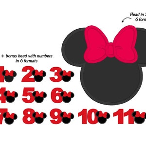 Minnie Applique Embroidery Design - 5 Sizes + Bonus Birthday Minnie ...