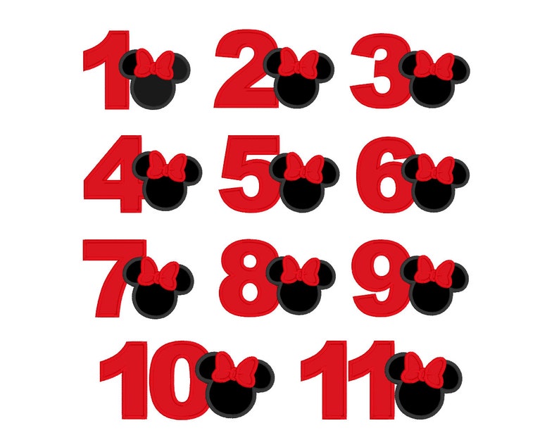Minnie Applique Embroidery Design - 5 Sizes + Bonus Birthday Minnie ...