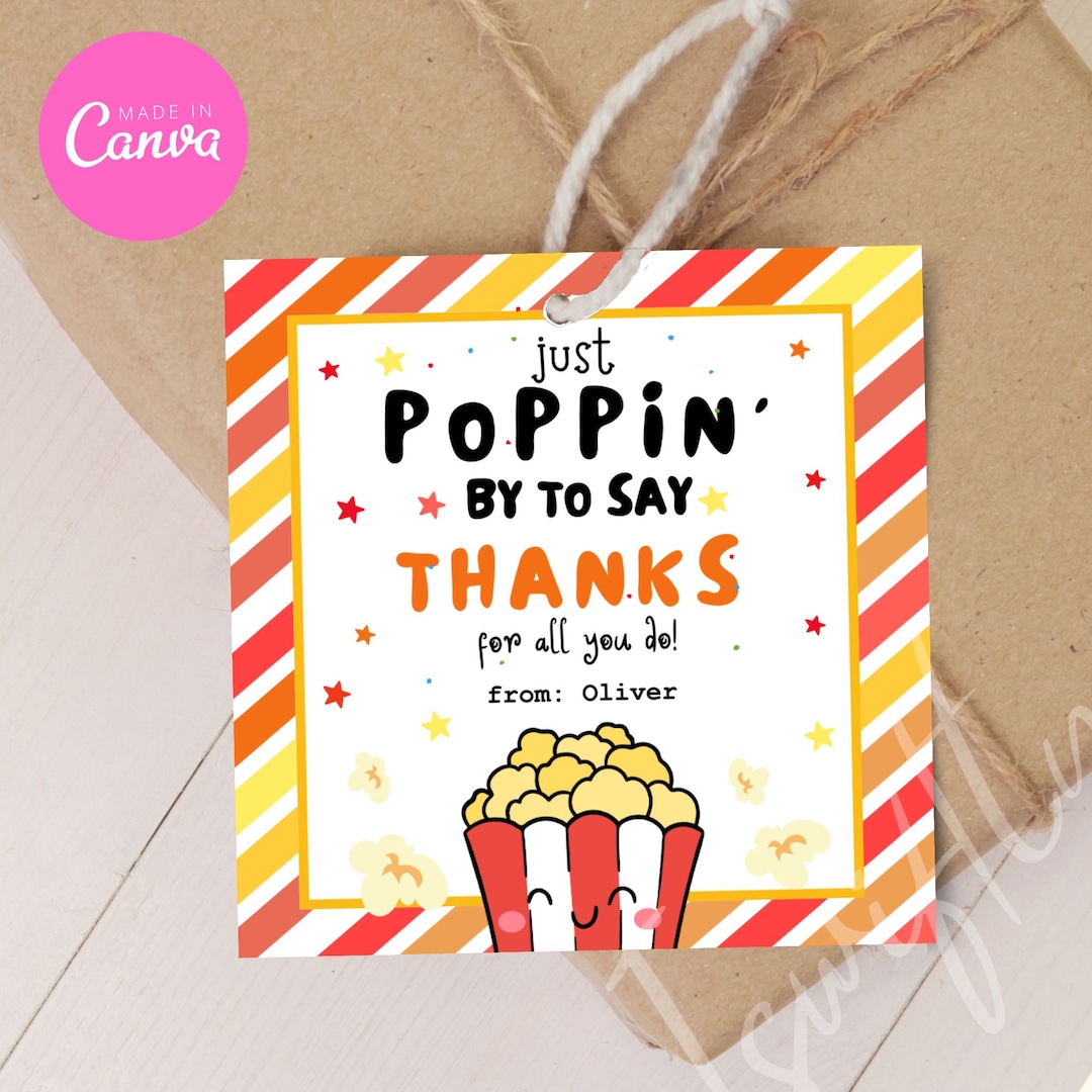 Poppin by to Say Thanks Treat Bag Tag,school Treat Tag,back to School ...