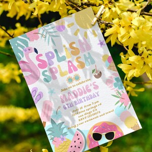 Editable Splish Splash Pool Party Invitation,printable Digital ...