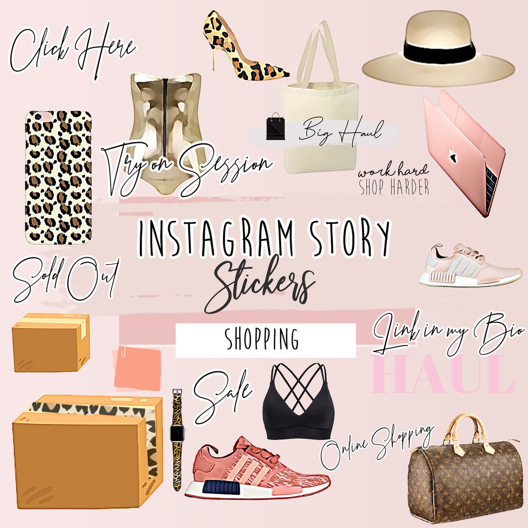 60 Shopping Instagram Story Sticker Pack, Insta Story Stickers, Fonts ...