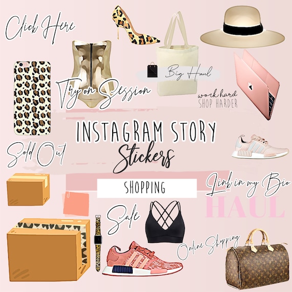 60 Shopping Instagram story sticker pack insta story | Etsy